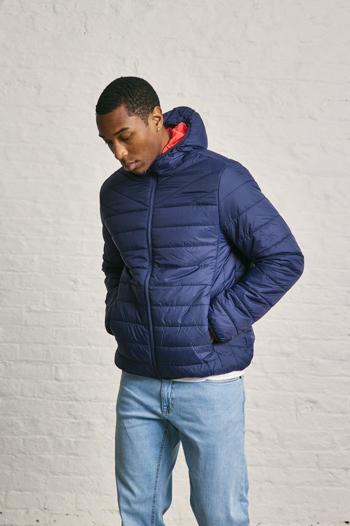 Men's Twisted Soul Puffer Coat | Blue Inc Core Hooded Jacket